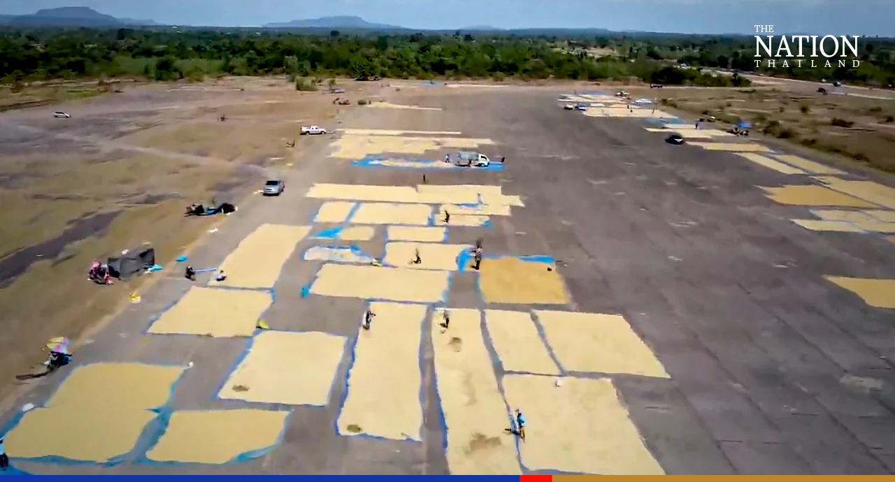 Thai farmers use derelict Cold War airbase to dry rice crop - Asia News ...