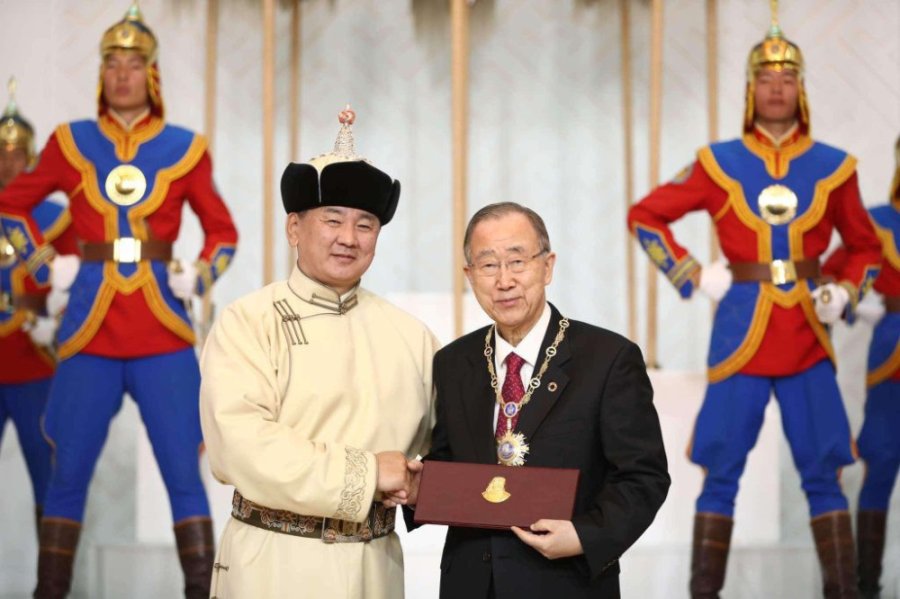 The "Genghis Khan" Medal Awarded to former UN secretary-general Ban Ki ...