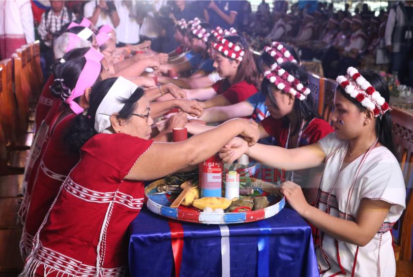 Traditional Karen wedding ceremony with white silk thread held in ethnic Yangon village - Asia ...